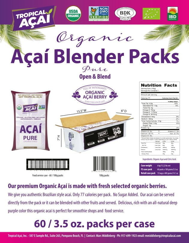 22lbs Scoopable Acai Pail - Tropical Acai Wholesale Distributor and ...